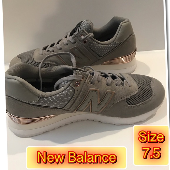New Balance | Shoes | New Balance Gold Trim Gray Womens Sneakers 75 ...